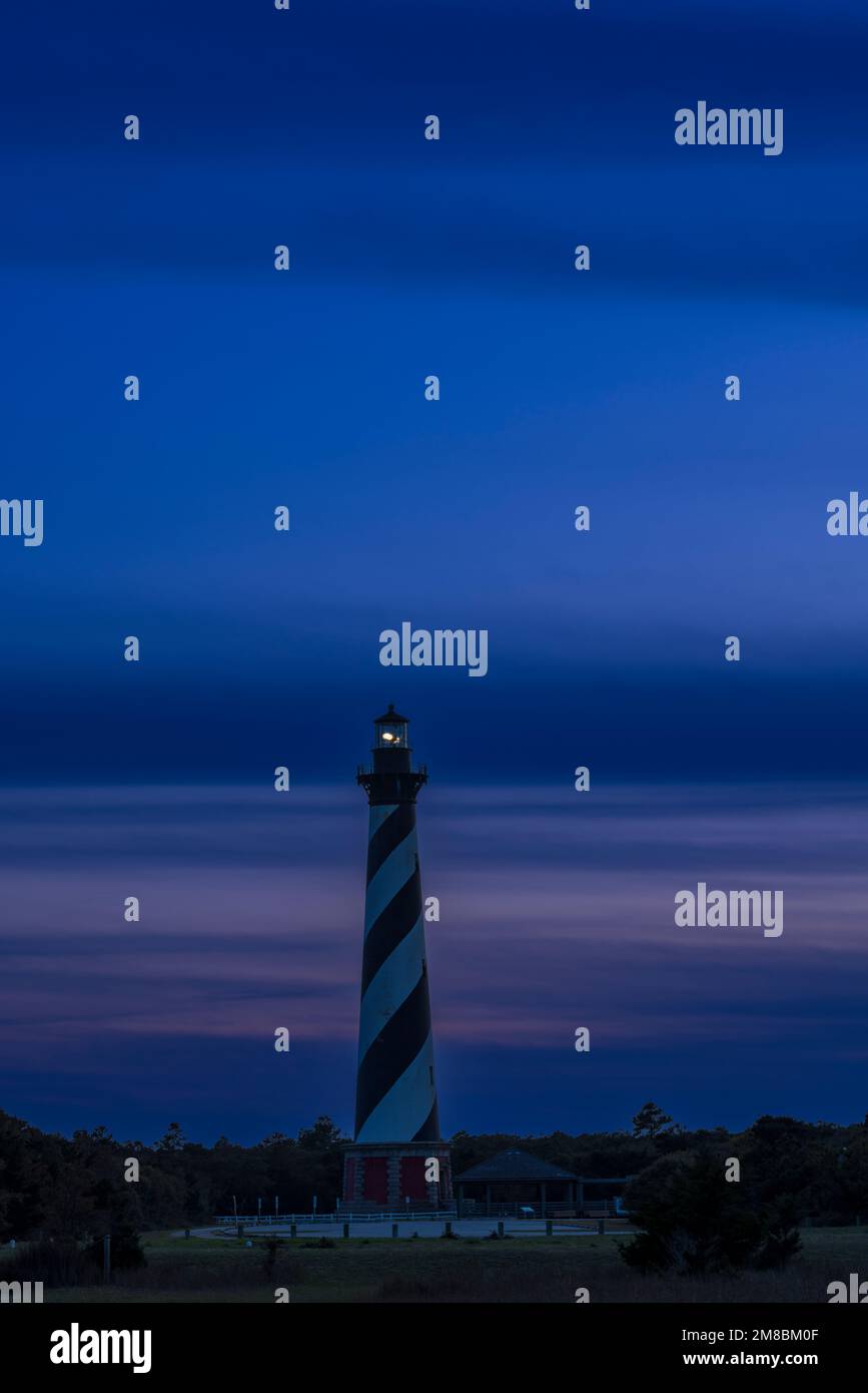 Cape Hatteras Lighthouse under stars and moonlight in Cape Hatteras ...