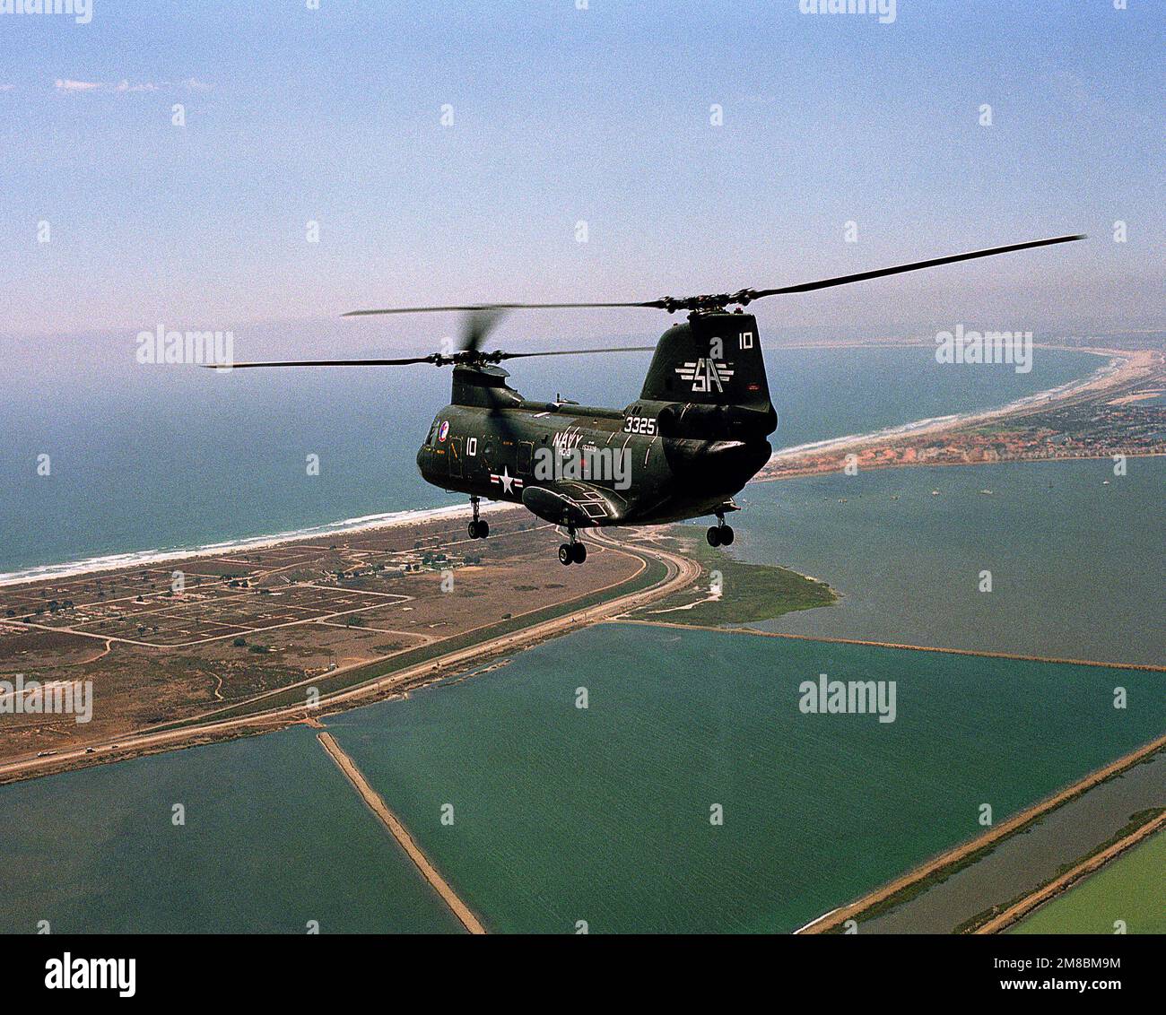 An aerial view of a H-46 Sea Knight, Helicopter Combat Suport Squadron ...