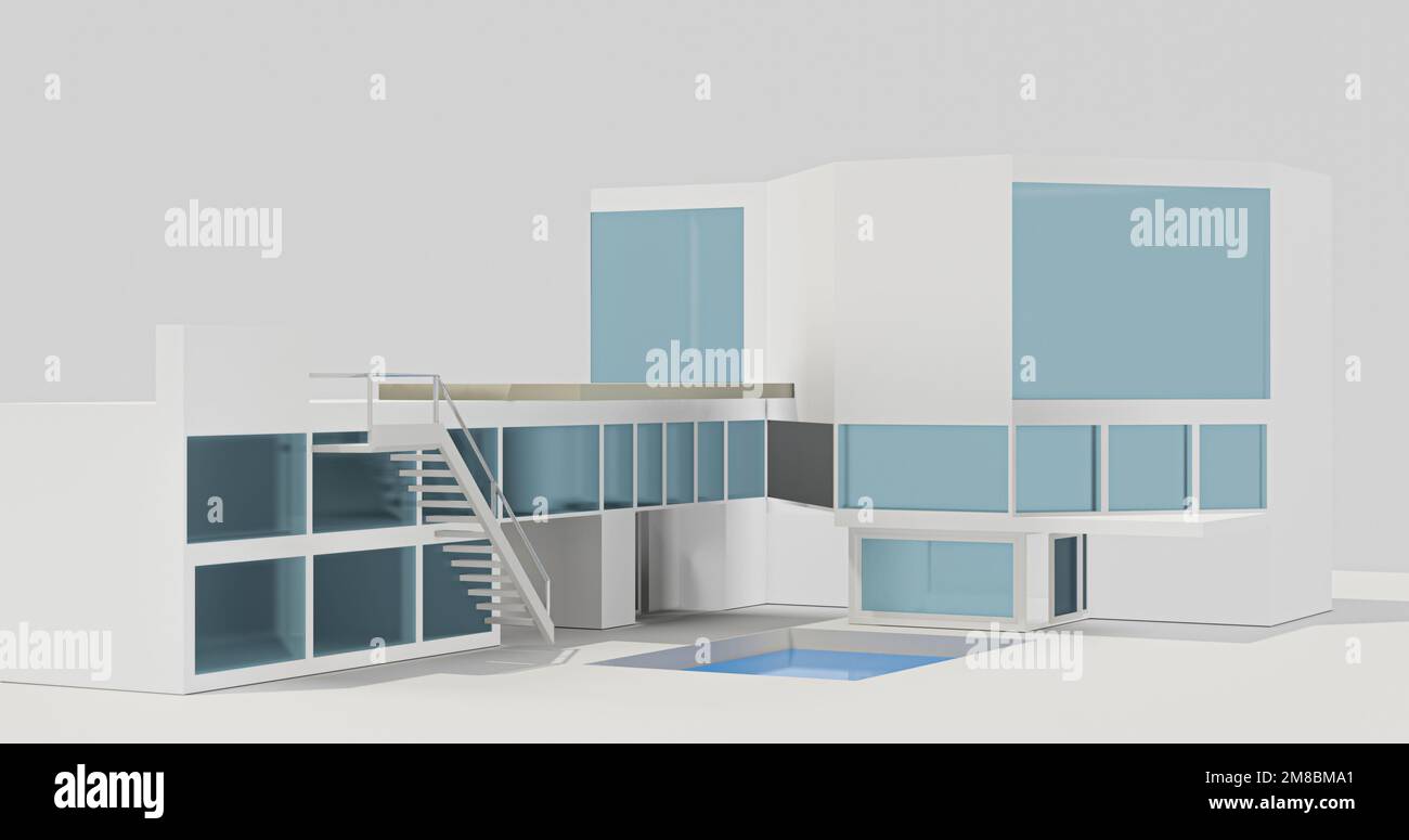 modern hotel building with swimming pool 3d render image Stock Photo ...