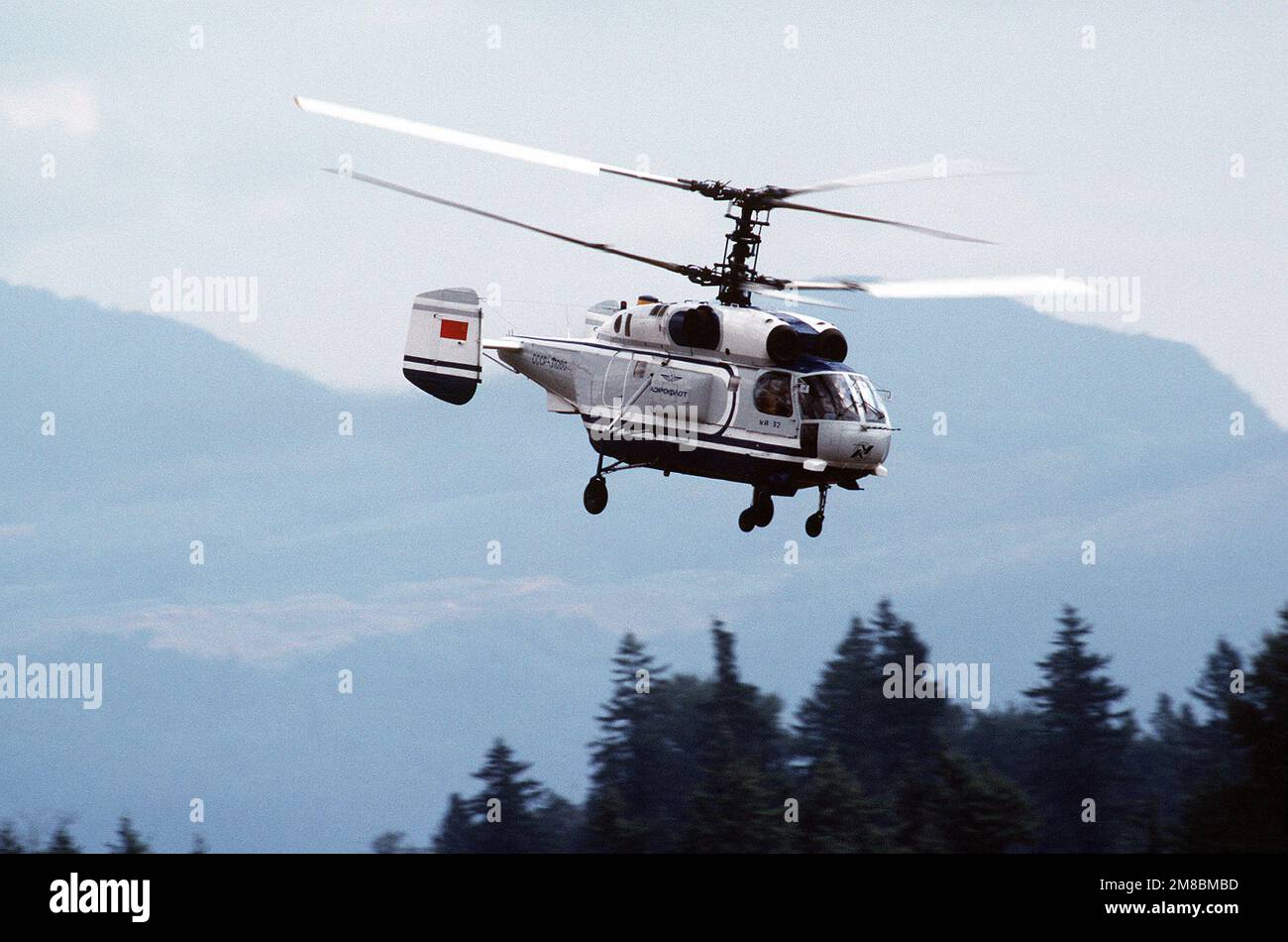 View of a Russian Ka 32T helicopter during a flight demonstration of ...