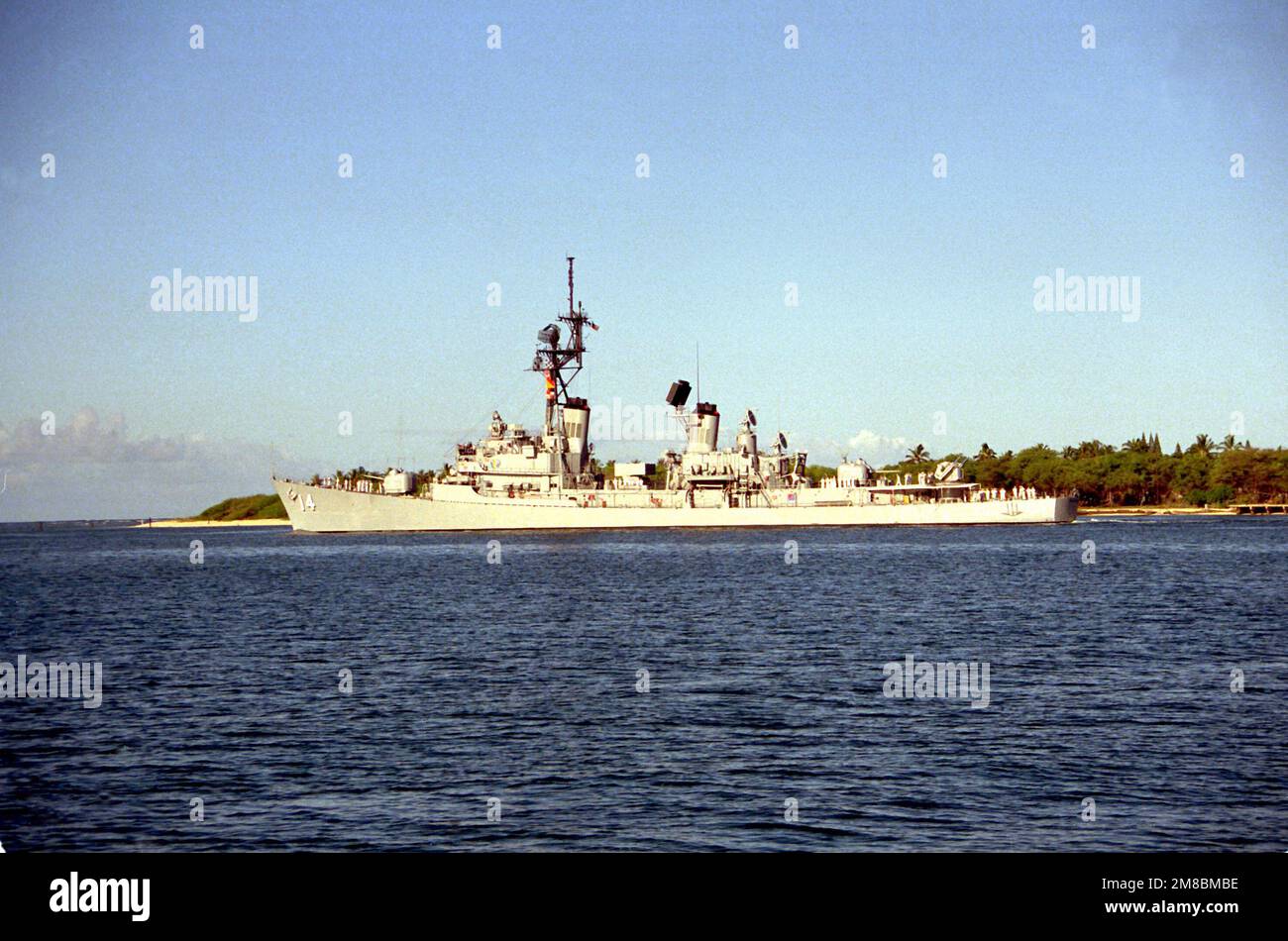 A port beam view of the guided missile destroyer USS BUCHANAN (DDG-14 ...