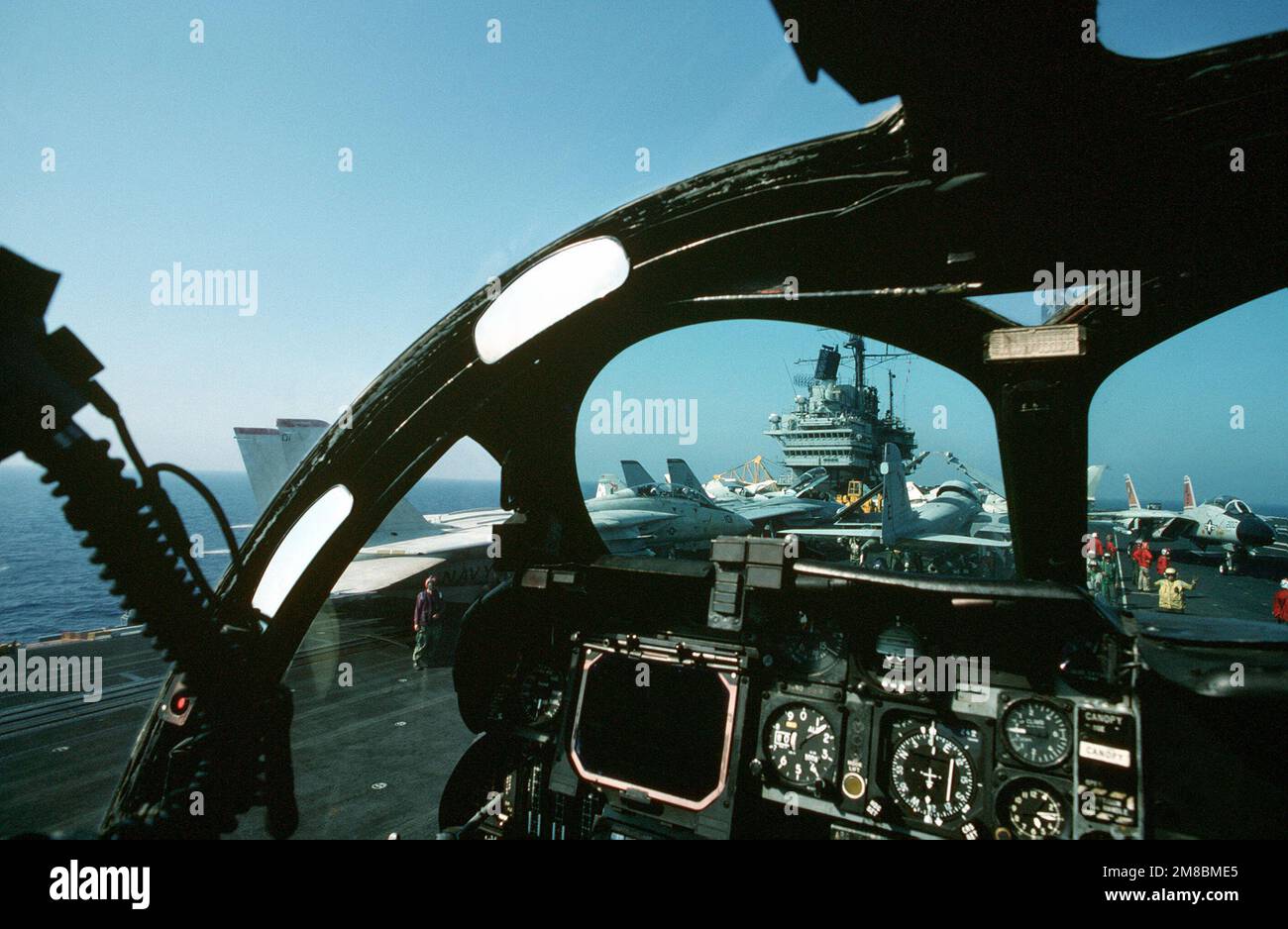 As seen from the cockpit of an Attack Squadron 176 (VA-176) KA-6D ...