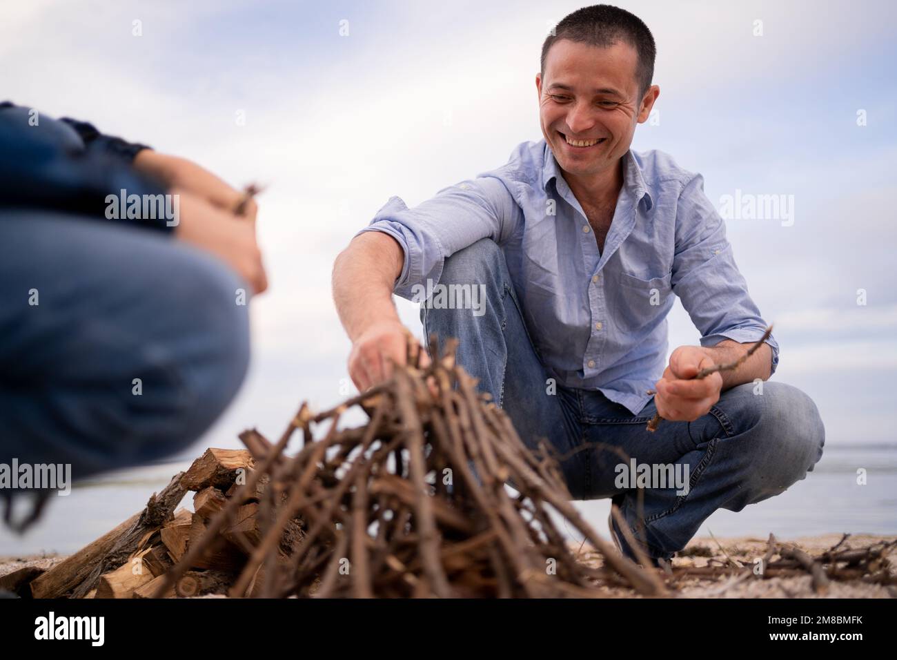 Father and son spending happy leisure time together outdoors in the ...