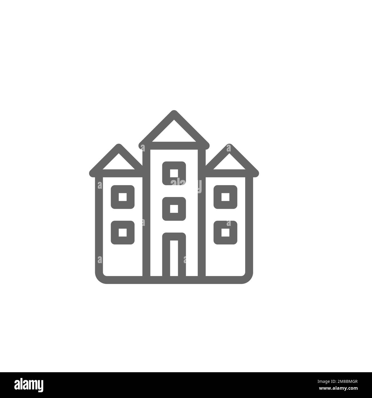 Retro high-rise residential line icon. Graphic resource template ...