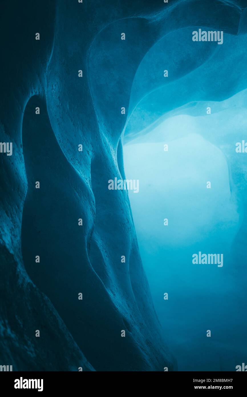 Ice structures in the ice cave at the Rhone Glacier, Switzerland Stock ...