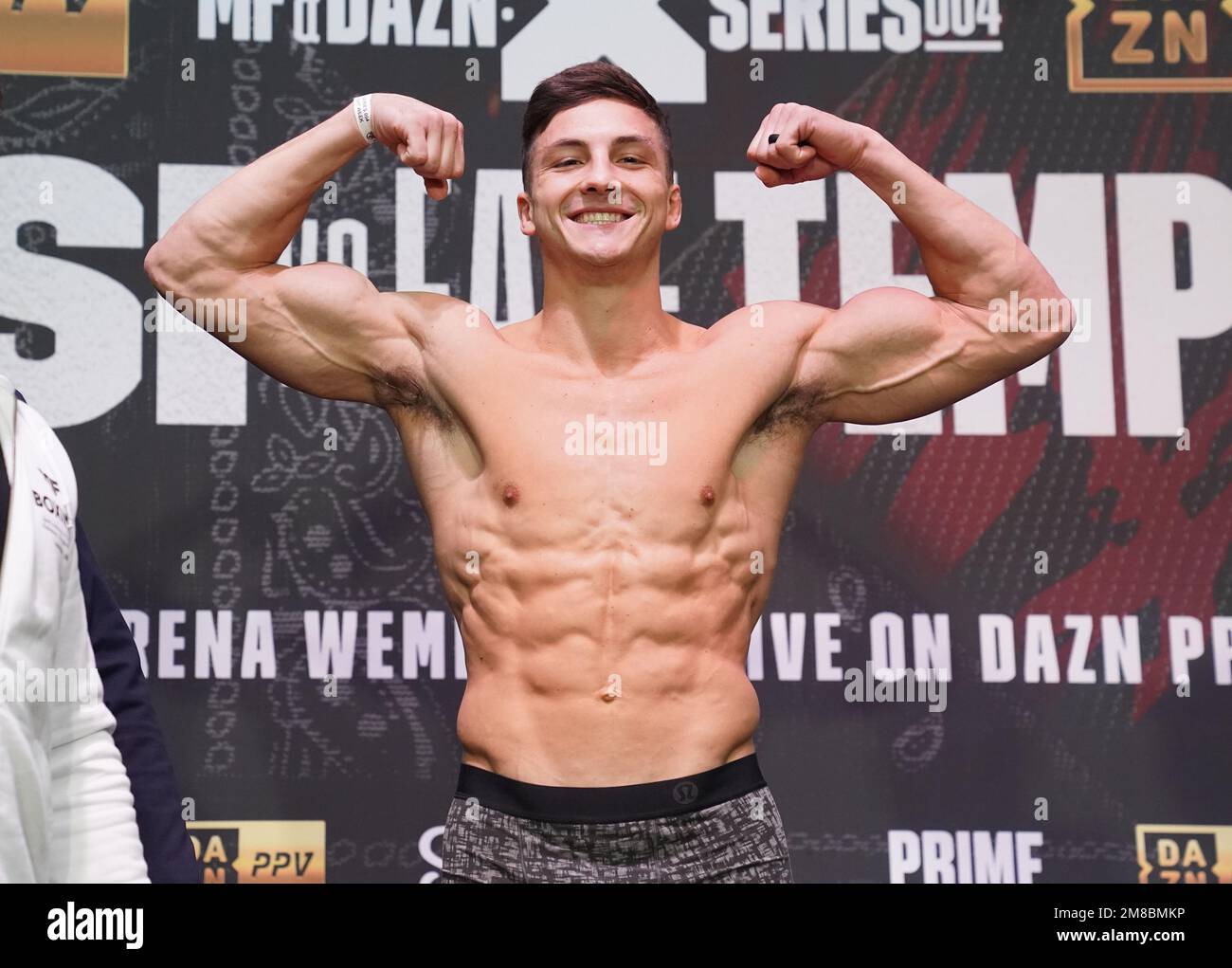 Josh Brueckner during the weigh-in at BOXPARK Wembley, London. Picture ...
