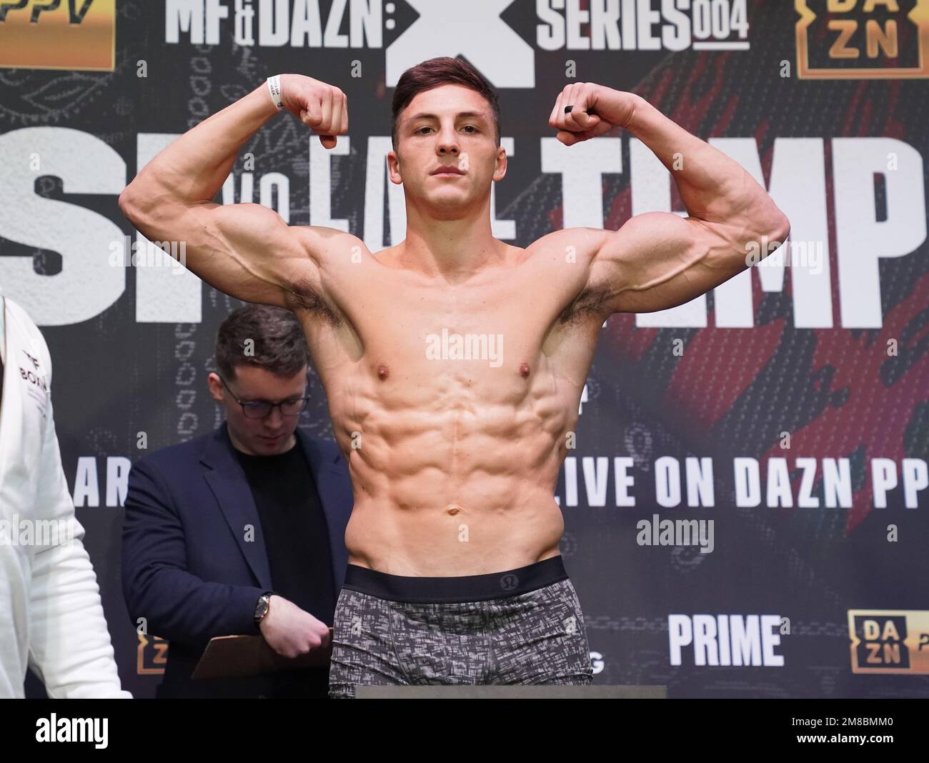 Josh Brueckner during the weigh-in at BOXPARK Wembley, London. Picture ...