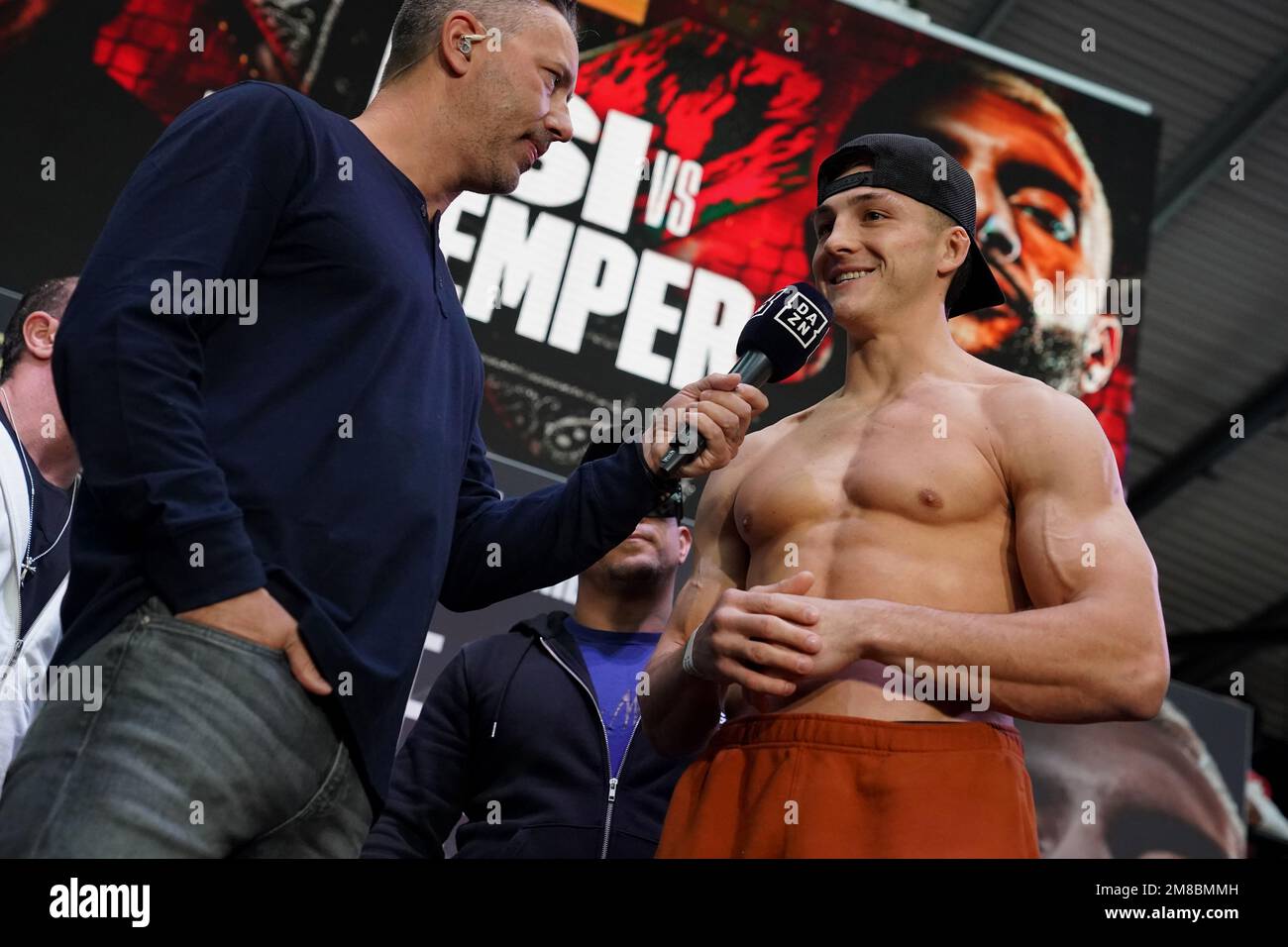 Josh Brueckner during the weigh-in at BOXPARK Wembley, London. Picture ...