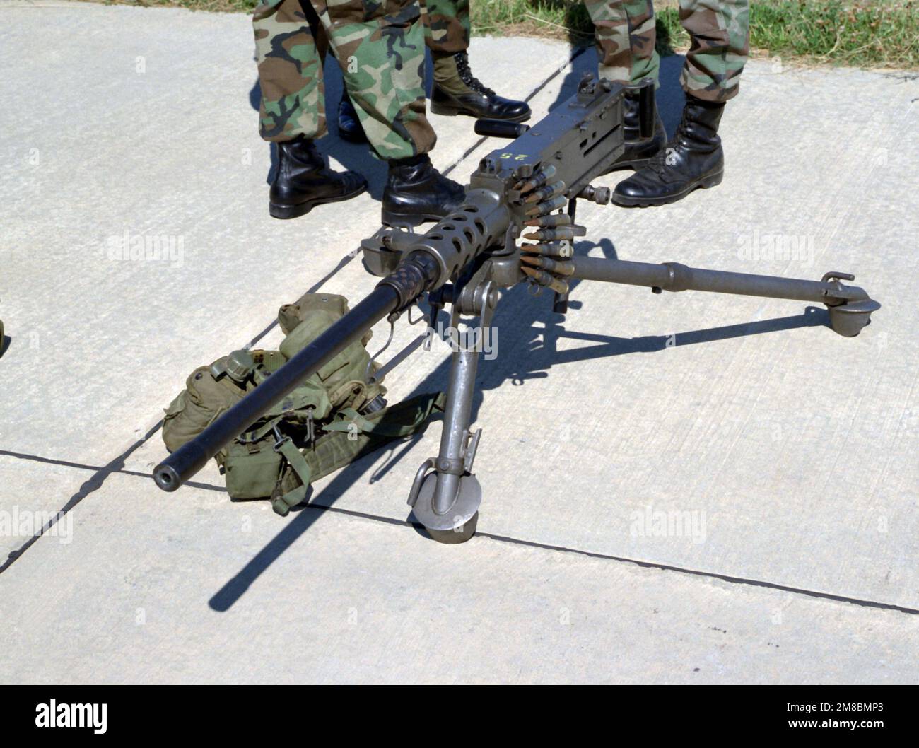 An M-2 .50-cal. machine gun on display at the air show for Officer ...