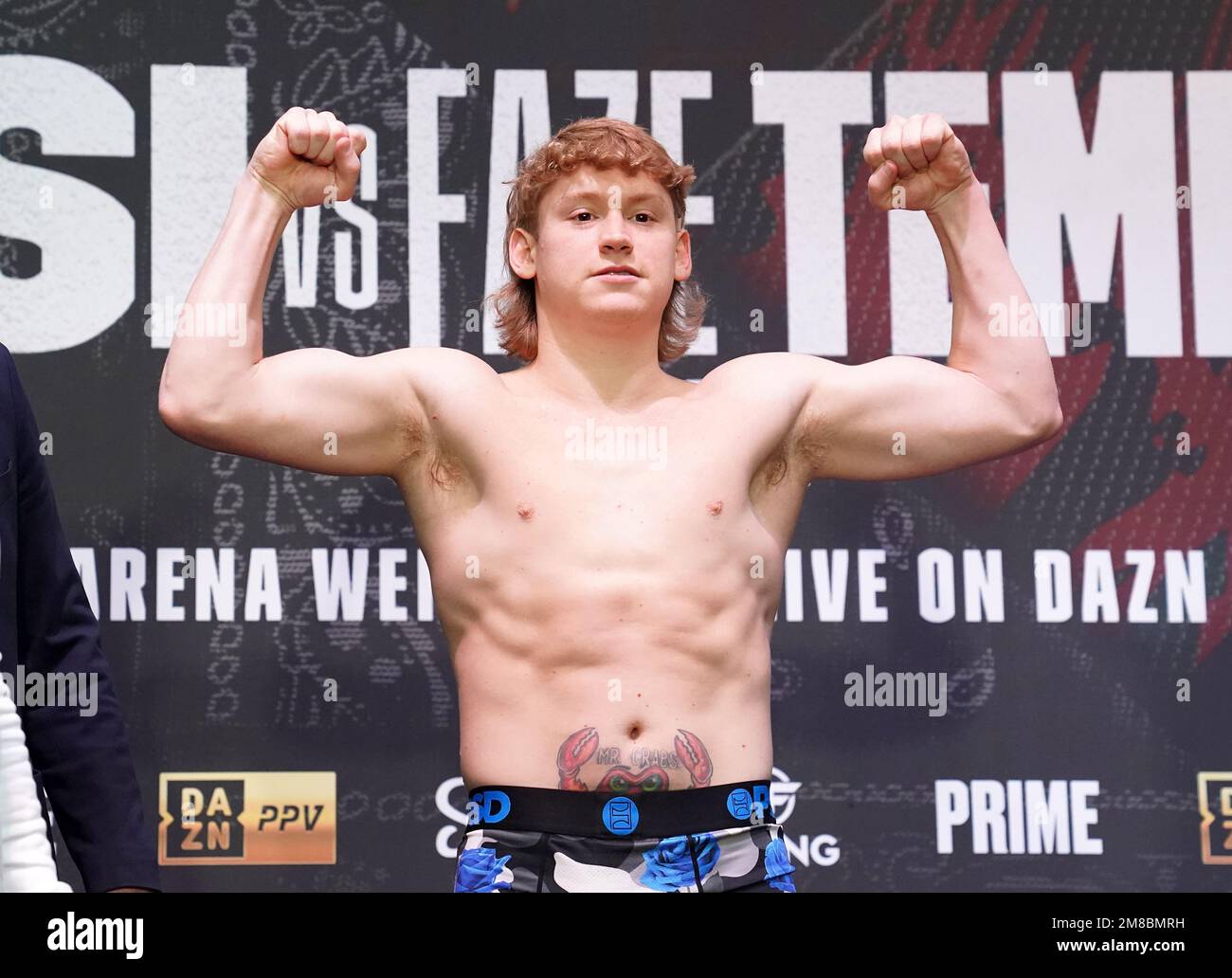 Bdave during the weigh-in at BOXPARK Wembley, London. Picture date ...