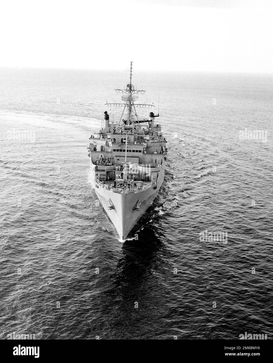 A bow view of the amphibious transport dock USS OGDEN (LPD 5) underway ...