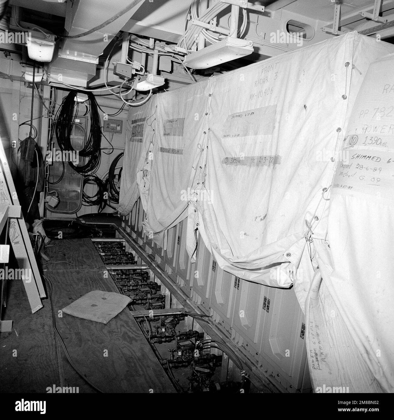 A view of Aegis radar room No. 3 aboard the guided missile cruiser ...