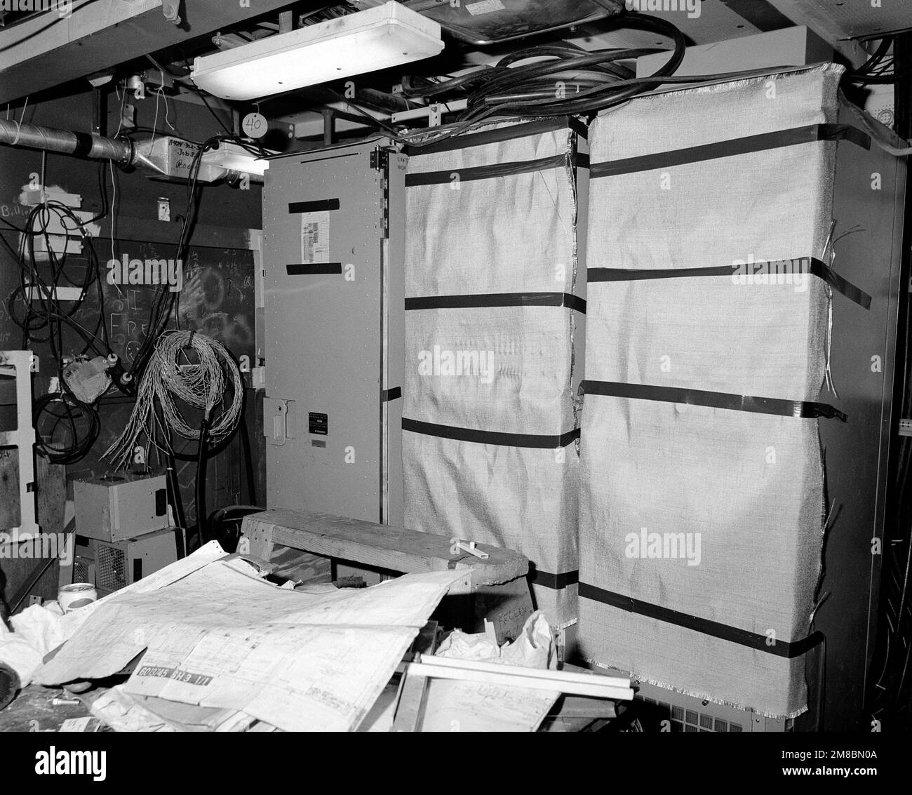 A view of IC and gyro room No. 2 aboard the guided missile cruiser ...