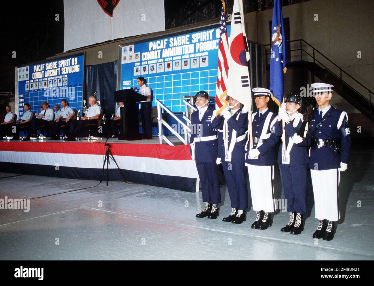 Speakers and a color guard mark the opening of SABRE SPIRIT '89. SABRE ...