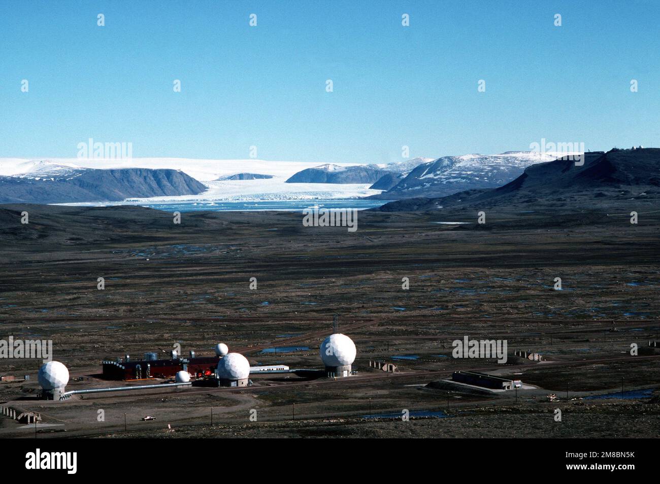 An aerial view of radar domes at the 3rd Detachment, 3rd Space Support ...