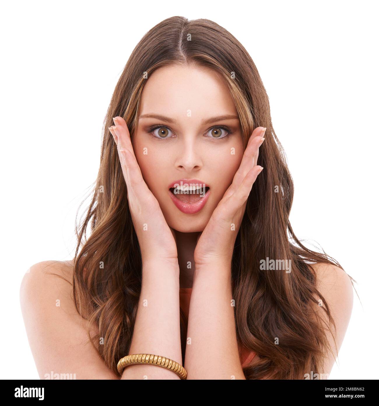 Woman wow holding glow hi-res stock photography and images - Alamy