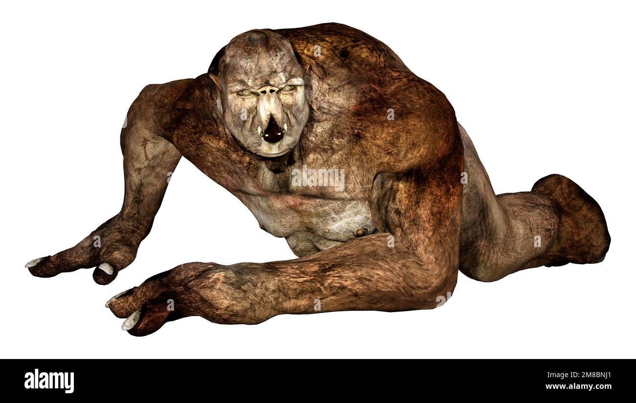 3D rendering of a fairy tale troll isolated on white background Stock ...