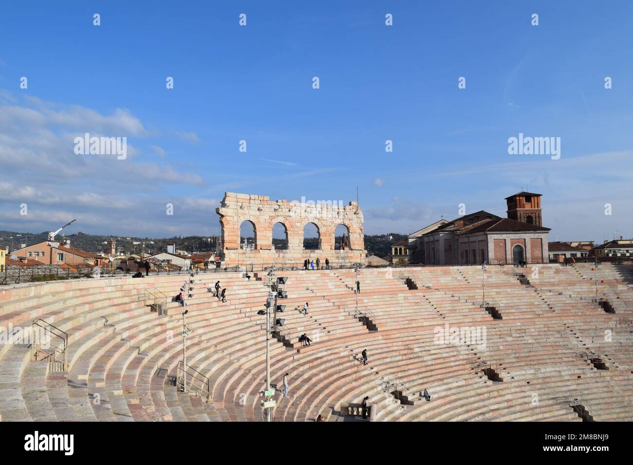 The historic Arena in Verona Italy during a sunny day in December 2022 ...