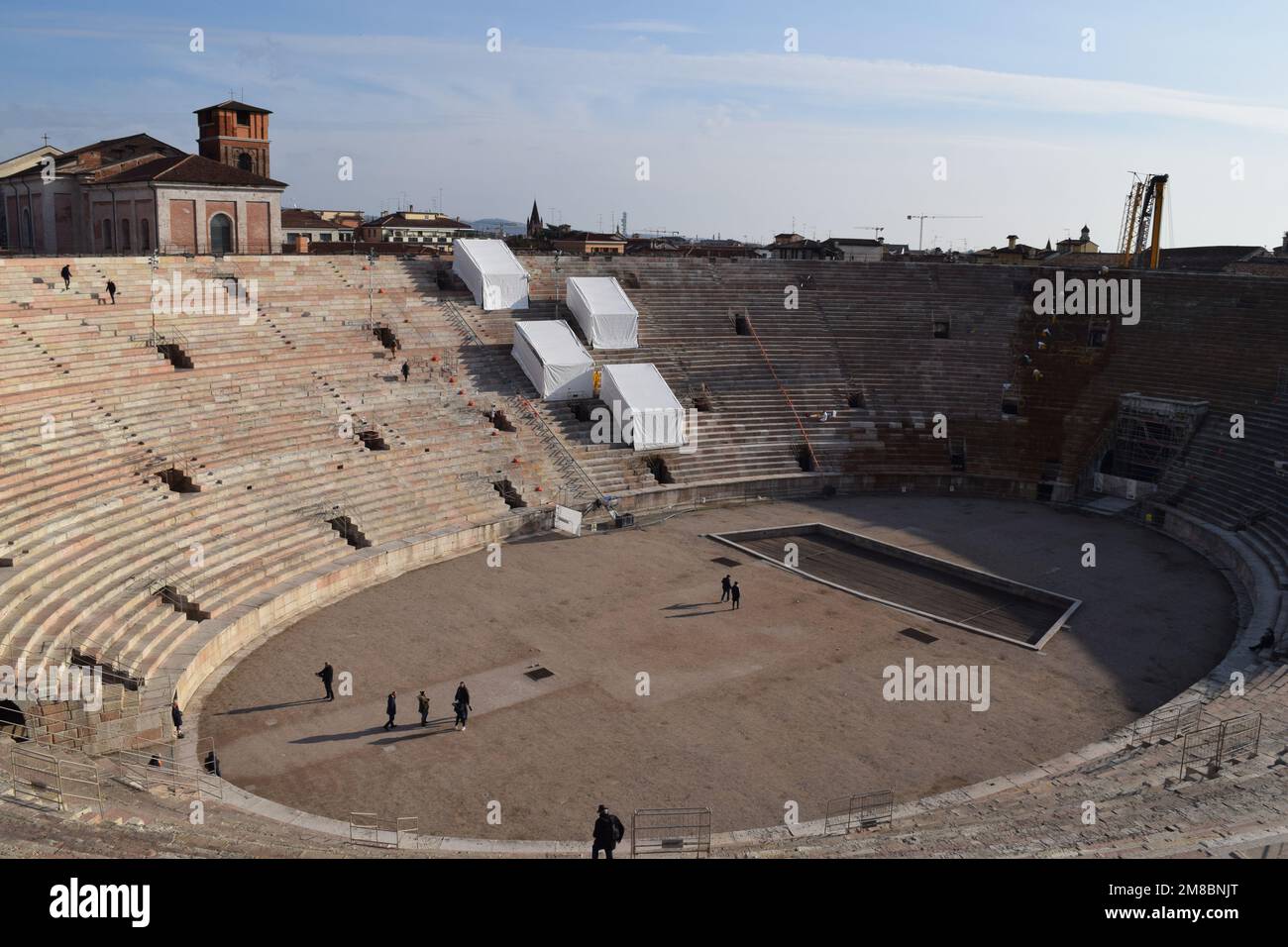 The historic Arena in Verona Italy during a sunny day in December 2022 ...