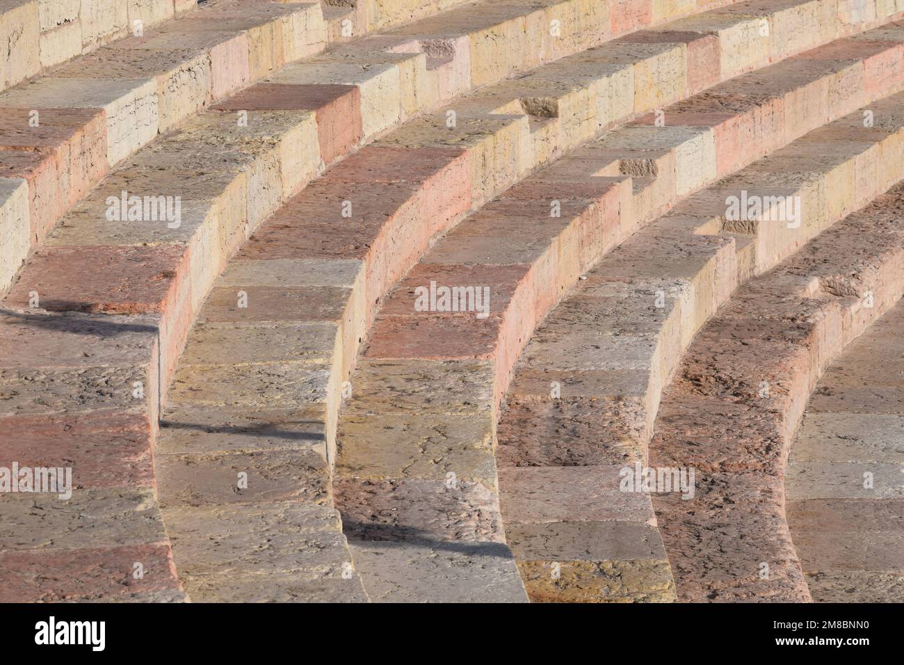 Colourful stone steps in the historic Arena in Verona, Italy Stock ...