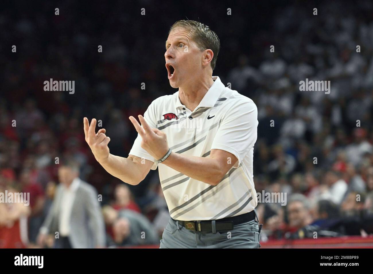 Arkansas coach Eric Musselman on the sidelines against Alabama during ...