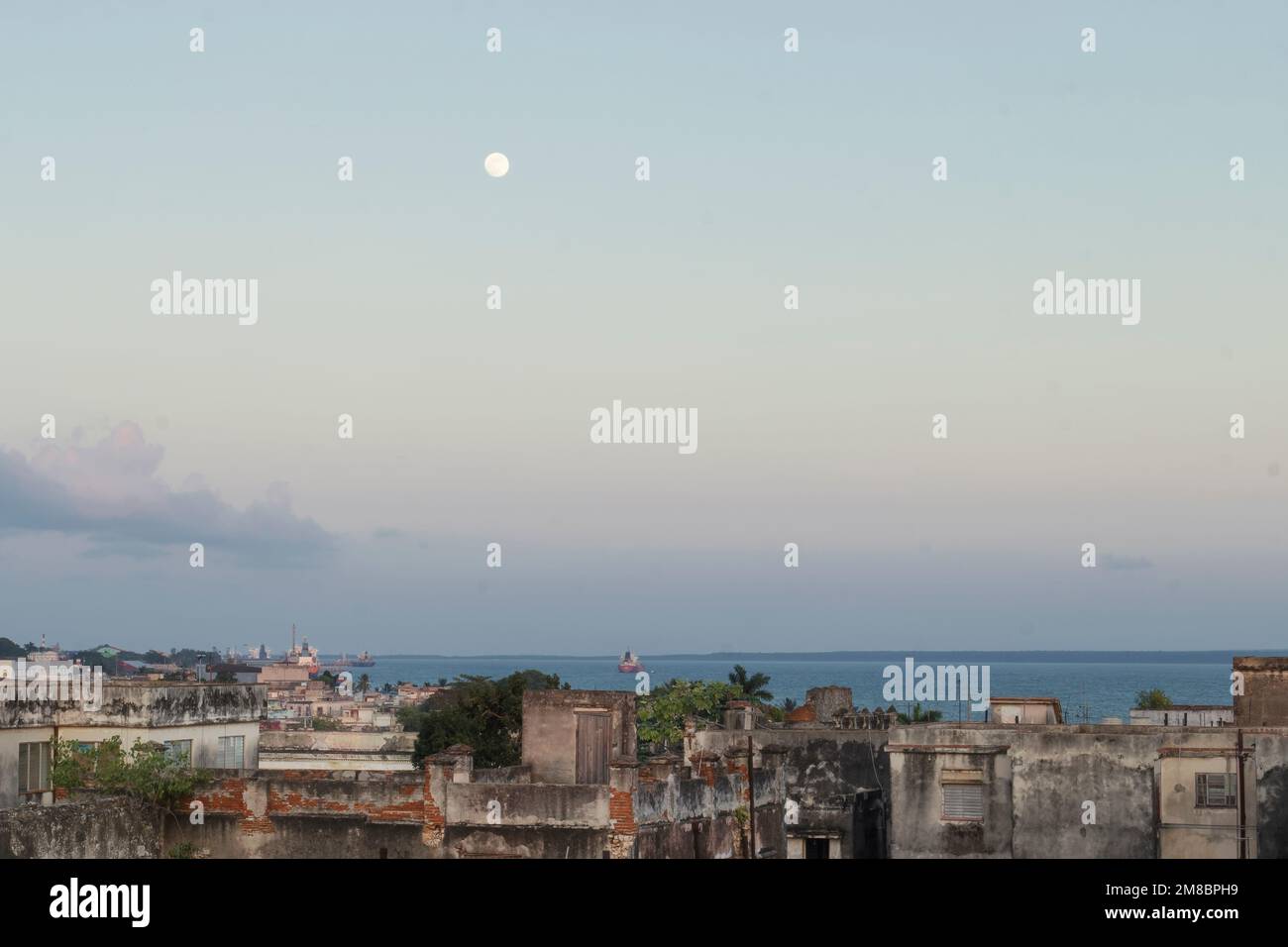 An aerial shot of Marina neighborhood in Matanzas, Cuba with the Yumuri ...