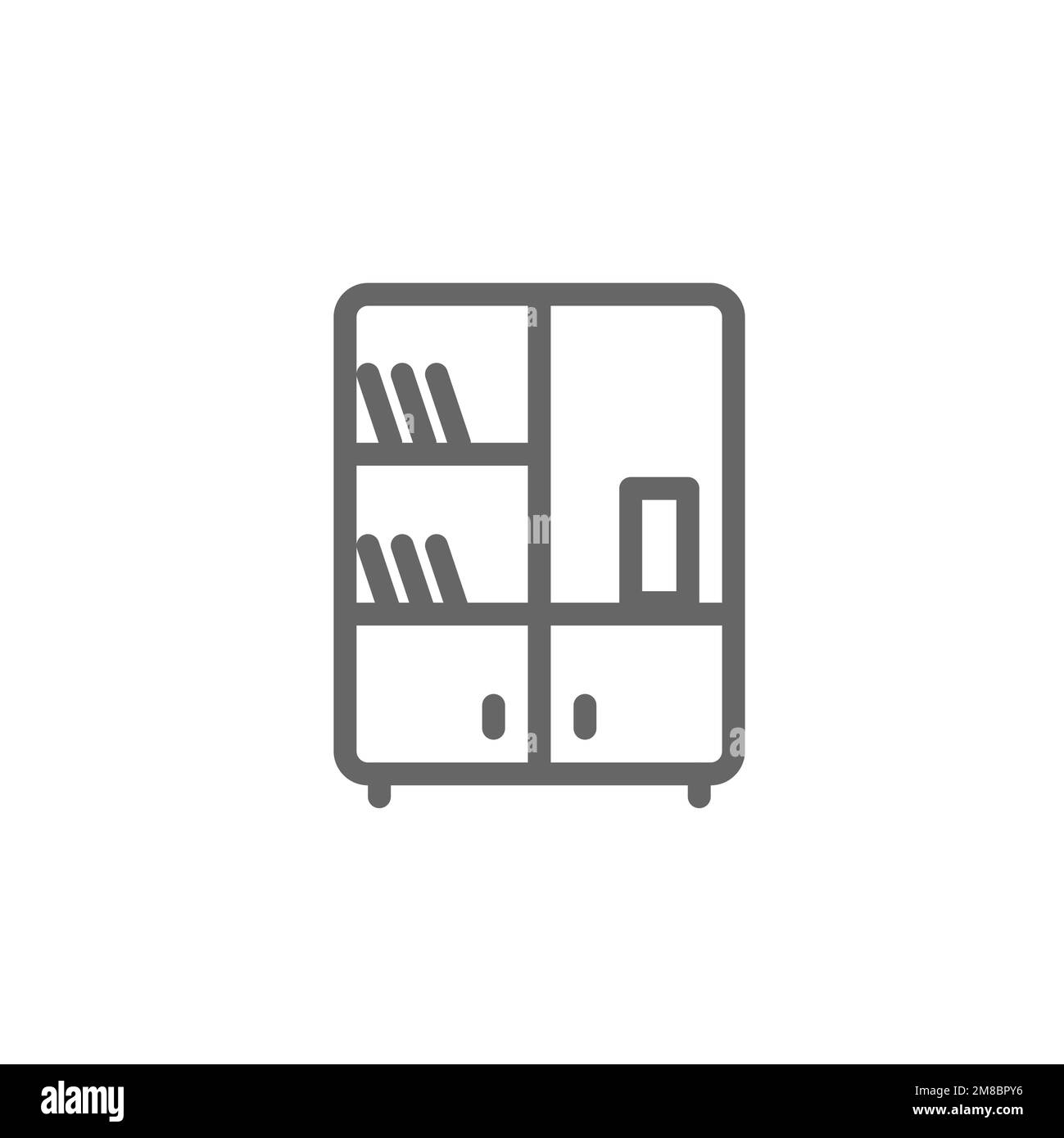 Bookcase line icon. Graphic resource template, vector illustration ...