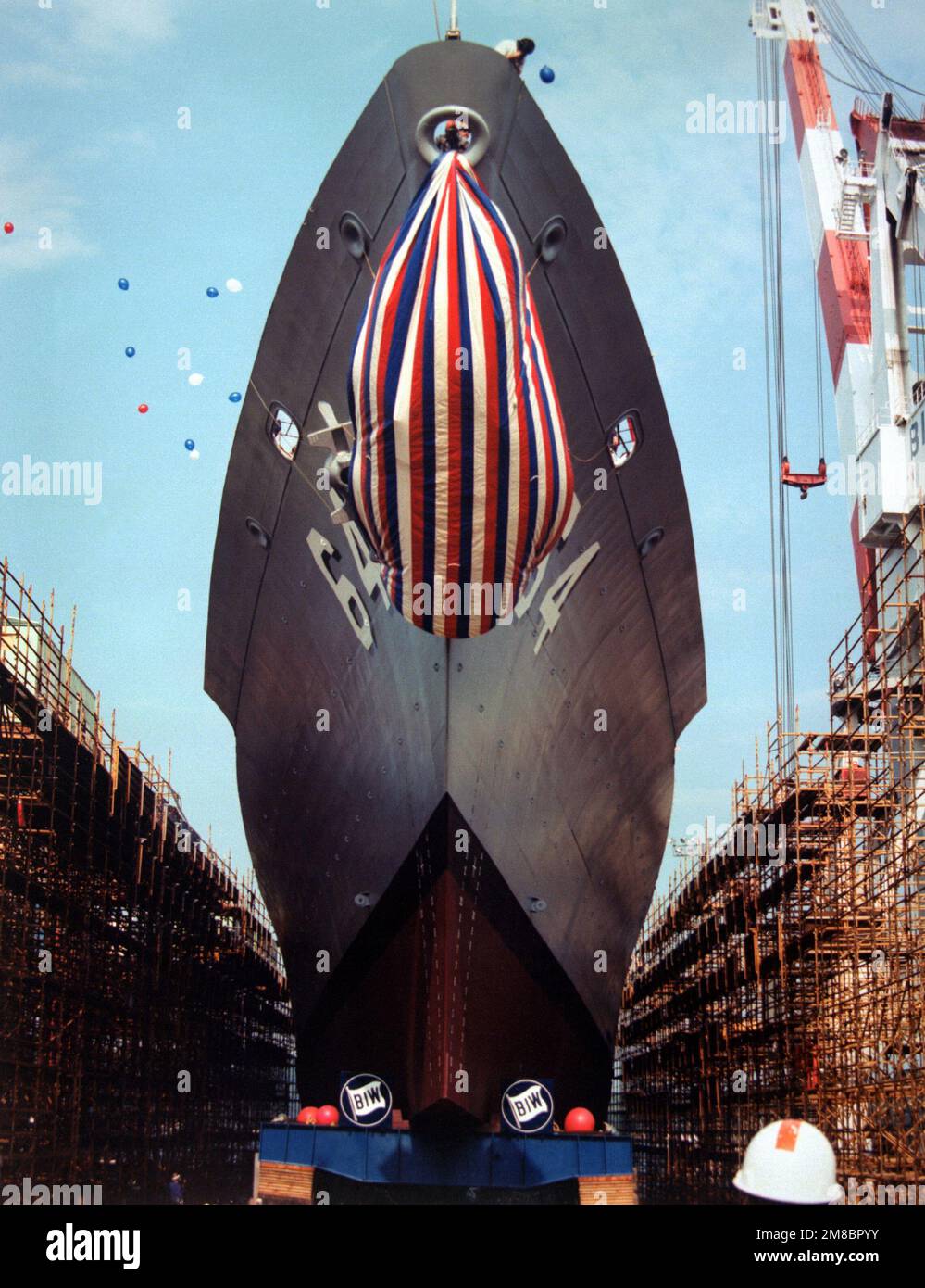 Bunting decorates the bow of the guided missile cruiser GETTYSBURG (CG ...