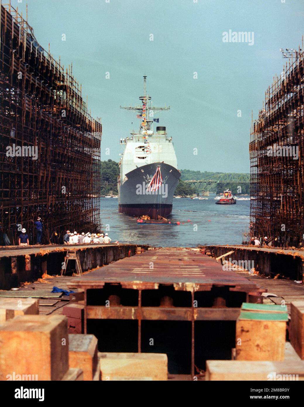 The guided missile cruiser GETTYSBURG (CG-64) is waterborne after being ...