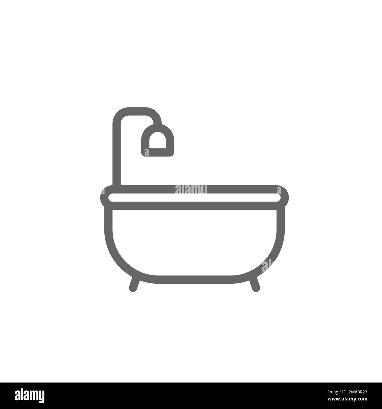 Bathtub Line Icon Graphic Resource Template Vector Illustration Stock