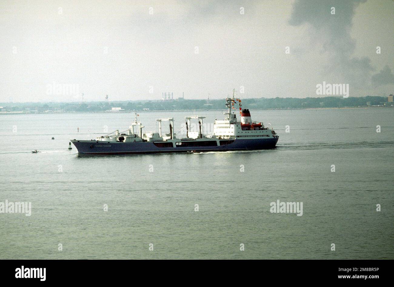 A port bow view of the Soviet Boris Chilikin class replenishment tanker ...