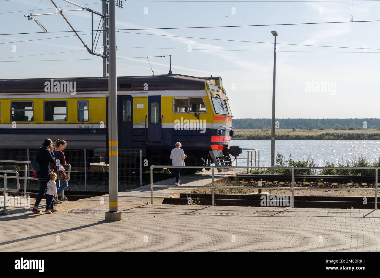 ER2 Locomotive at the station, Latvia Stock Photo - Alamy
