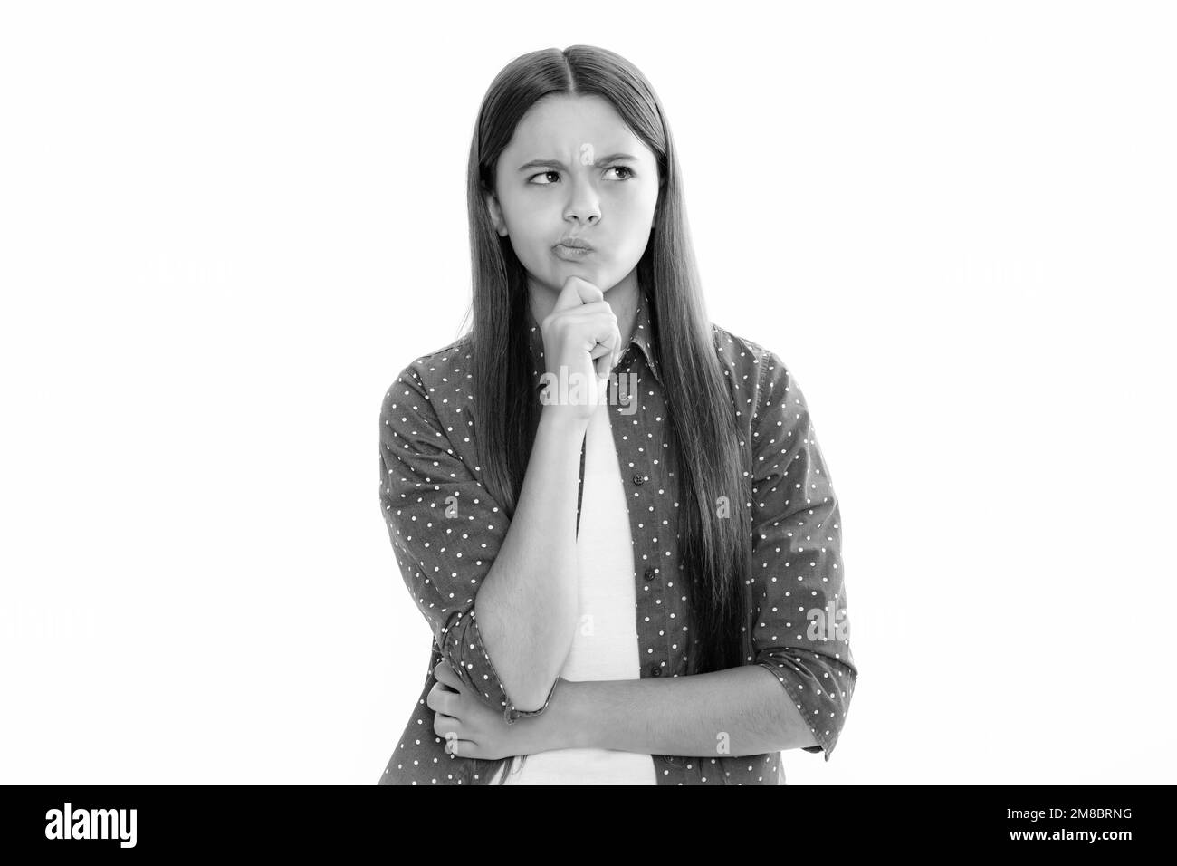 Thinking pensive clever teenager girl. Thoughtful teenage child girl on ...