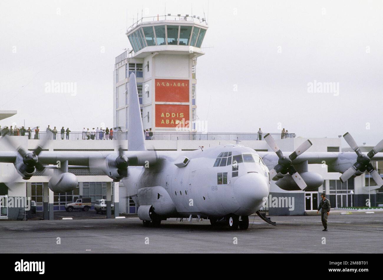 Onlookers watch from the railing as a 7th Airborne Command and Control ...