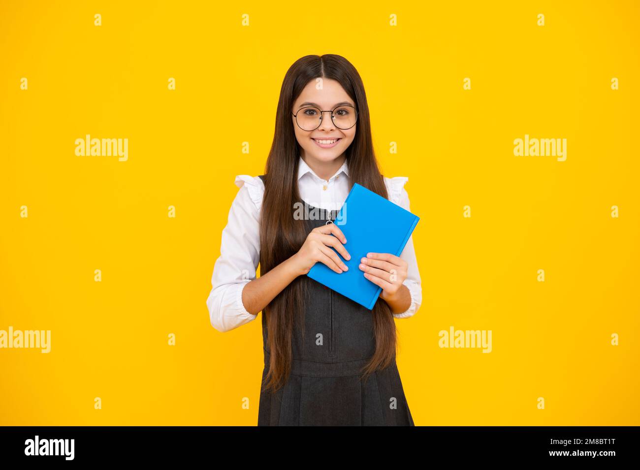 Teenager school girl study with books. Learning knowledge and kids ...