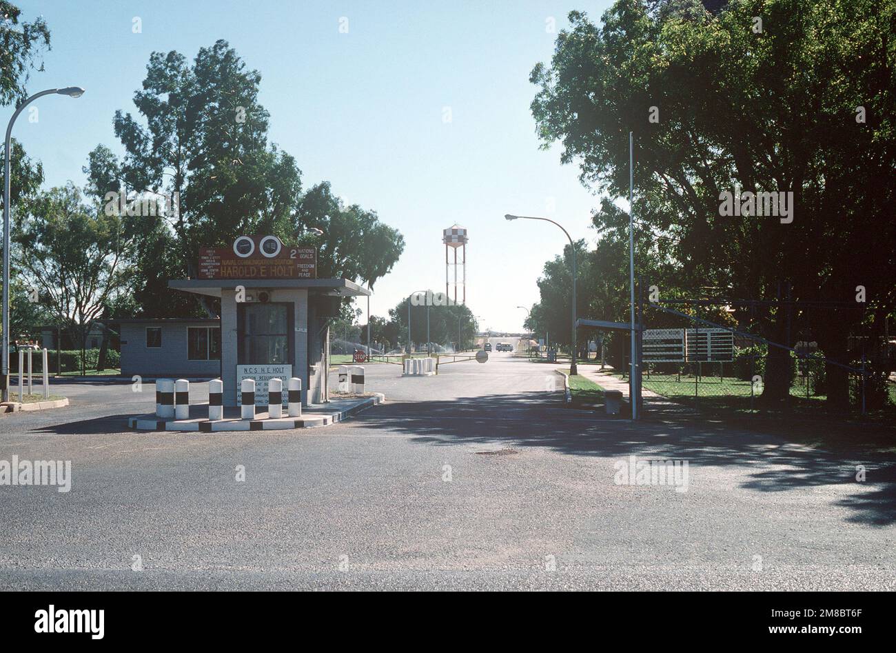A view of the front gate at Naval Communications Station Harold E. Holt ...