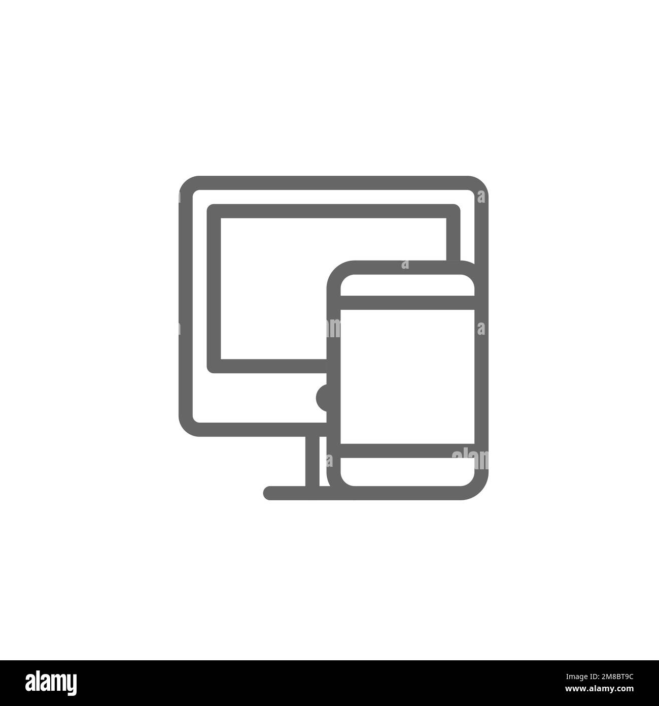Mobile phone and computer line icons, graphics resource templates ...