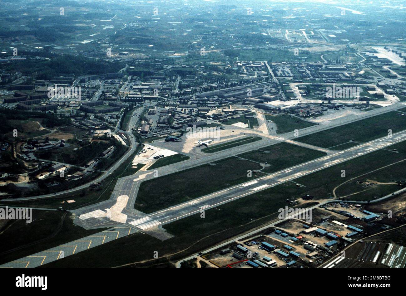 An aerial view of the base and surroundings. Base: Osan Air Base ...