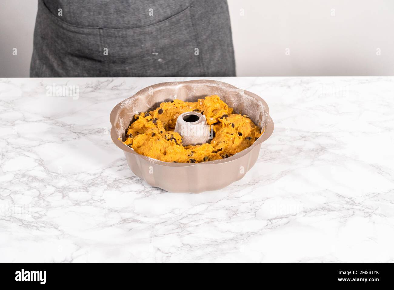 Chocolate pumpkin bundt cake with toffee glaze Stock Photo - Alamy