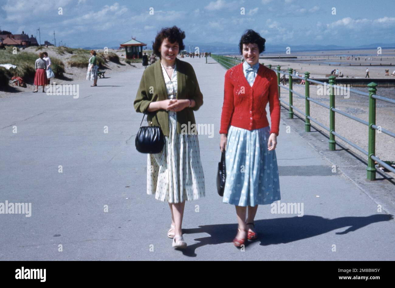 Two Women in dresses and cardigans On Promenade, Rhyl, 1950s fashion ...