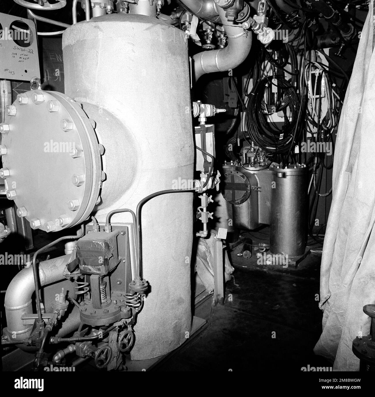 A view of main engine room No. 2 on the guided missile cruiser ...