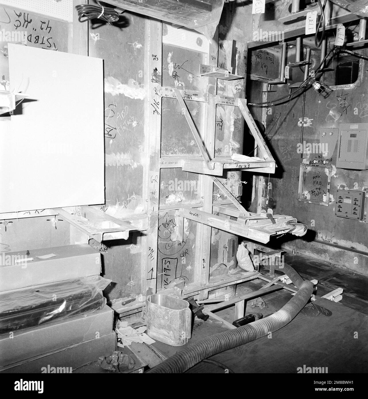 A view of the sonar control room on the guided missile cruiser ...