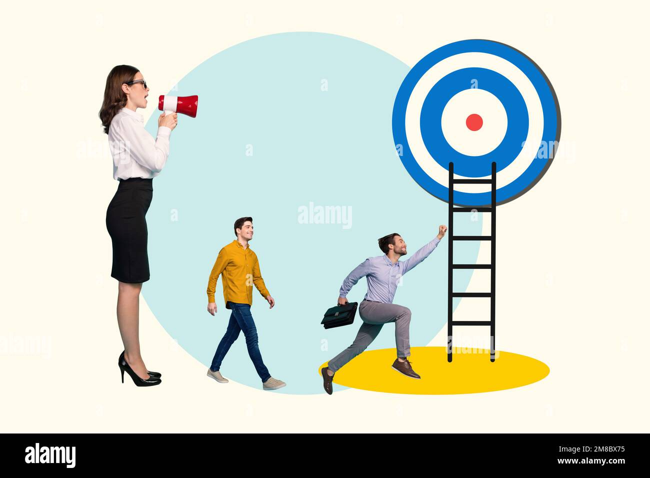 Creative artwork photo collage of business lady ceo entrepreneur talk ...