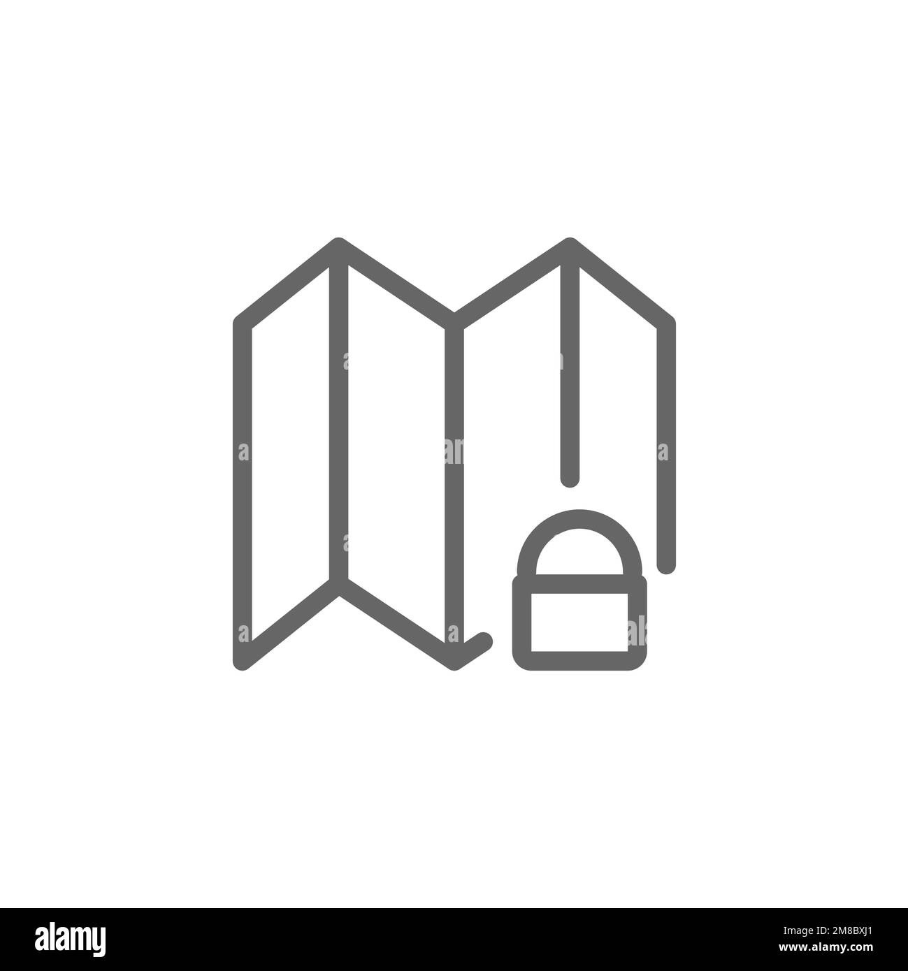 Lock map line icon, app interface graphics resource, vector ...