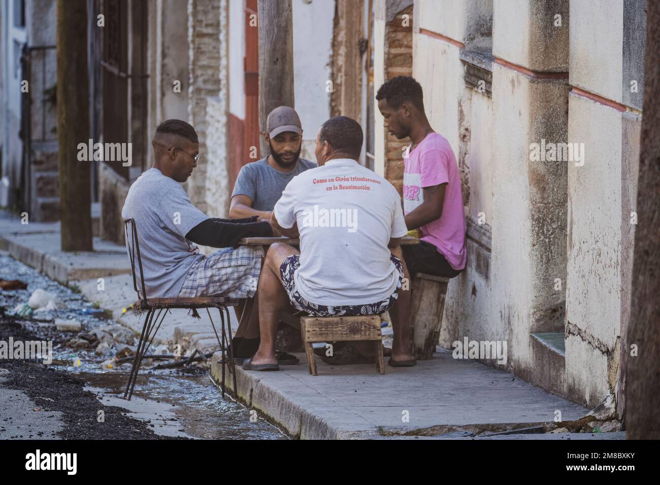 Some black Latinos playing dominoes in the neighborhood of La Marina ...