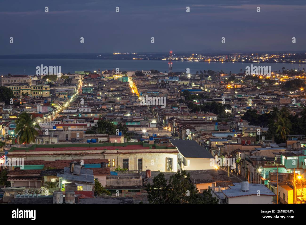 An aerial view of Matanzas downtown in the evening, Cuba Stock Photo ...