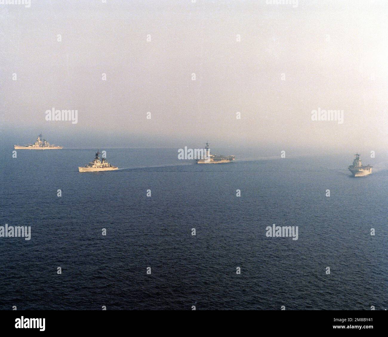 Underway in formation off the coast of Lebanon are, from left, the ...