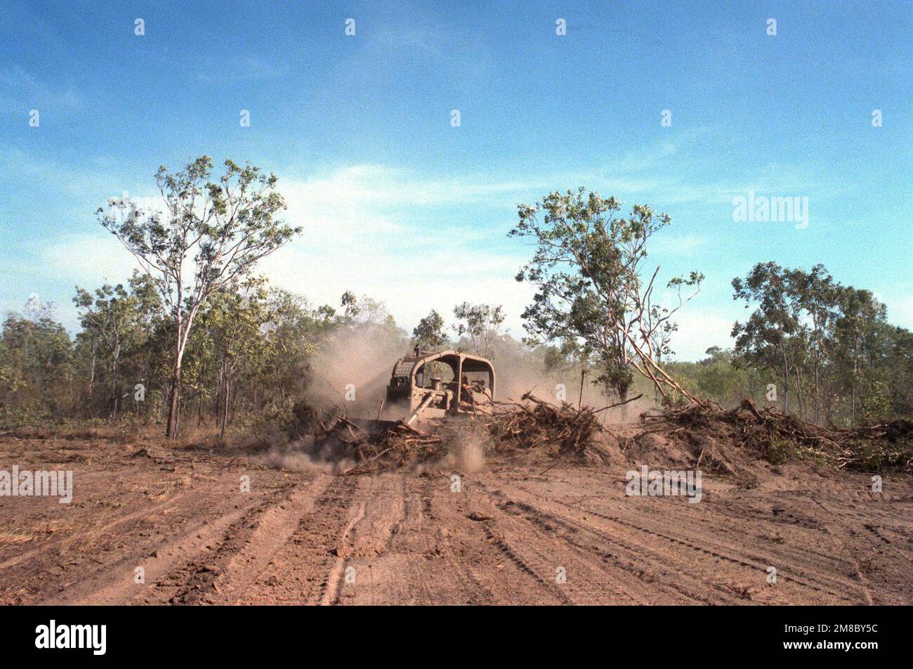 An International TD 15C bulldozer of an Australian army engineering ...