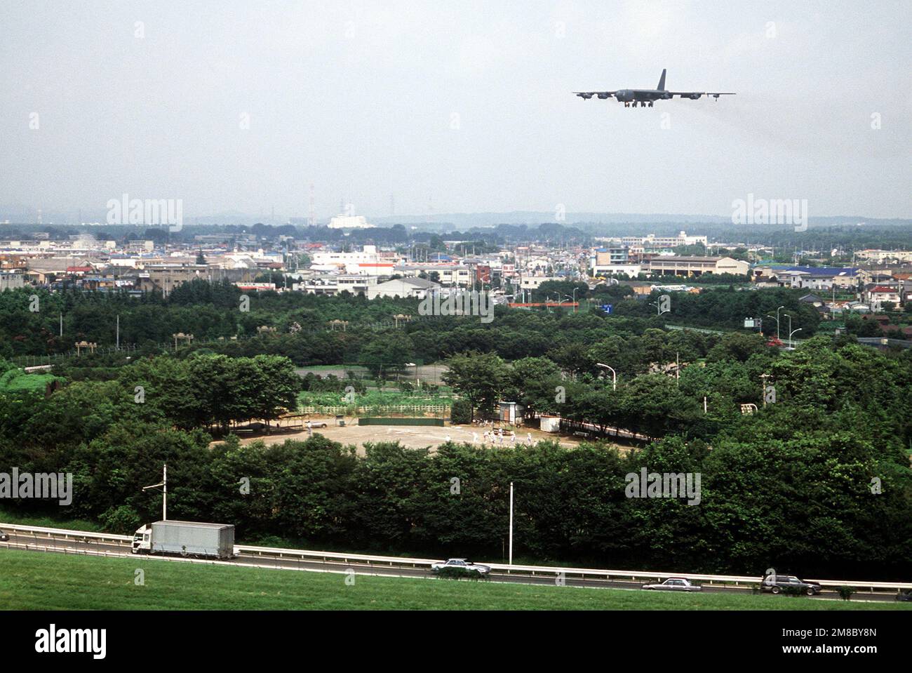 A 43rd Bombardment Wing B-52G Stratofortress aircraft passes over the ...