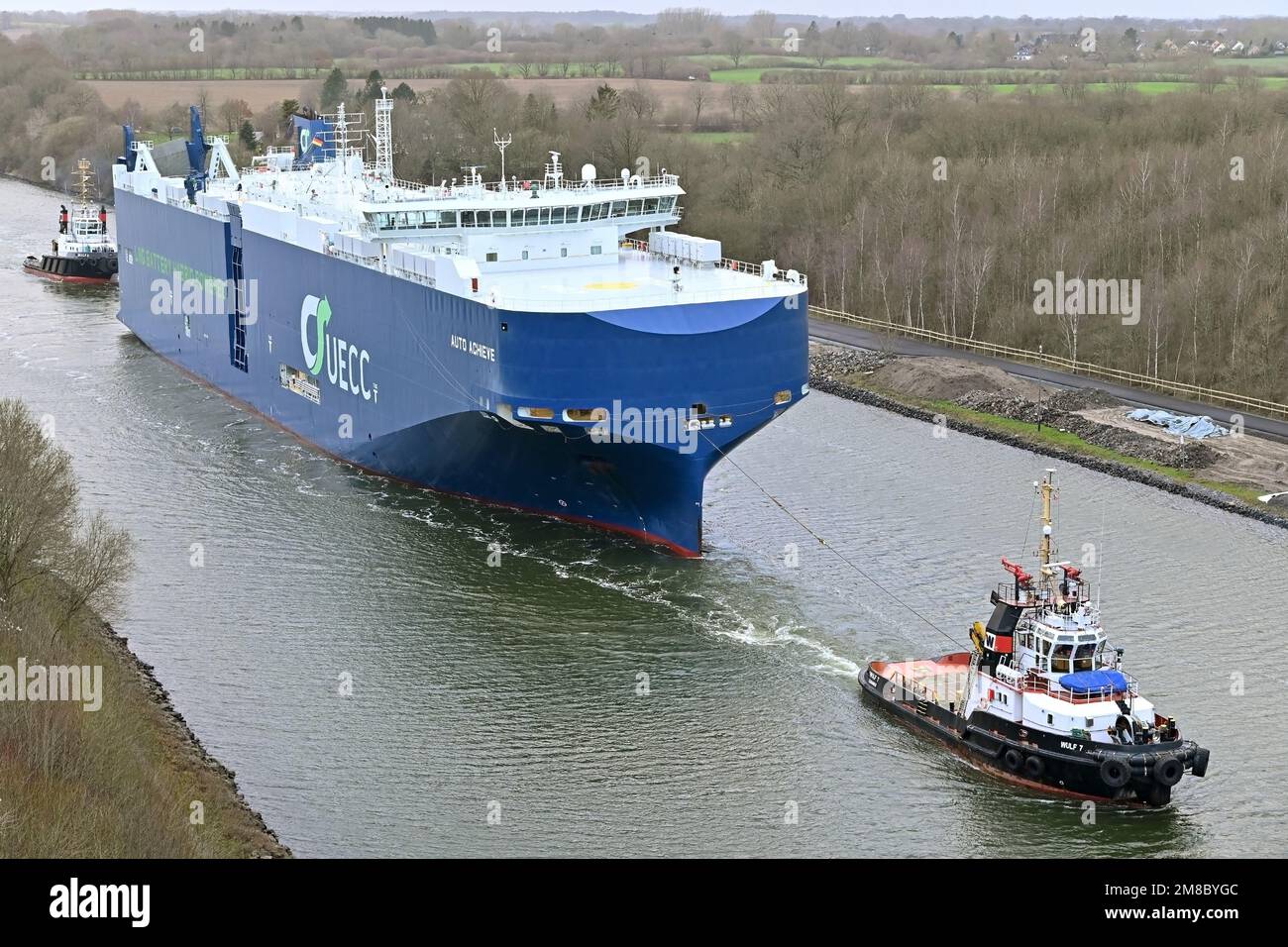 UECCs Vehicles Carrier AUTO ACHIEVE passing the Kiel Canal Stock Photo ...